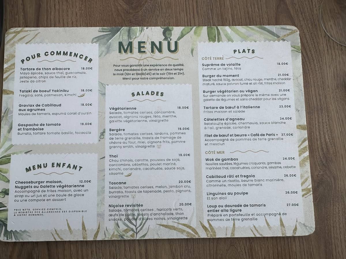Menu au Carré Plage pub et bar, La Seyne-sur-Mer, 197 allée Danielle Mitterrand