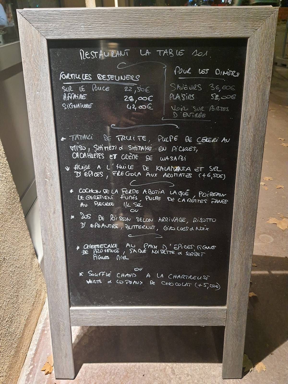 Menu au La Table 101 restaurant, Lyon