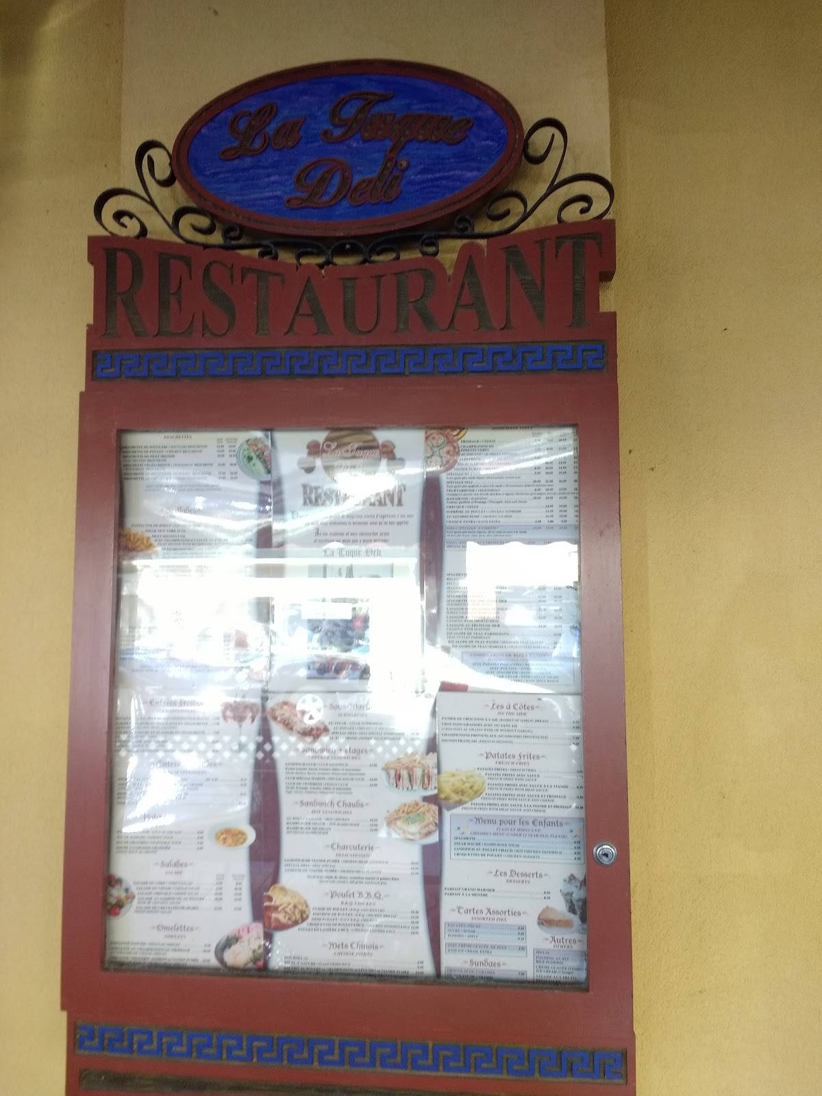 Menu au La Tuque Déli pizzeria, La Tuque