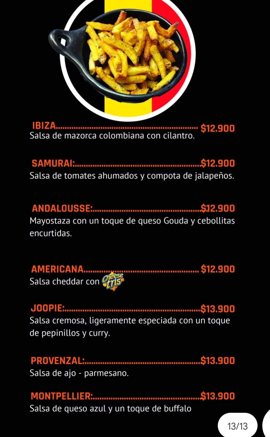 Carta del restaurante La internacional salchipaperia, Bogotá