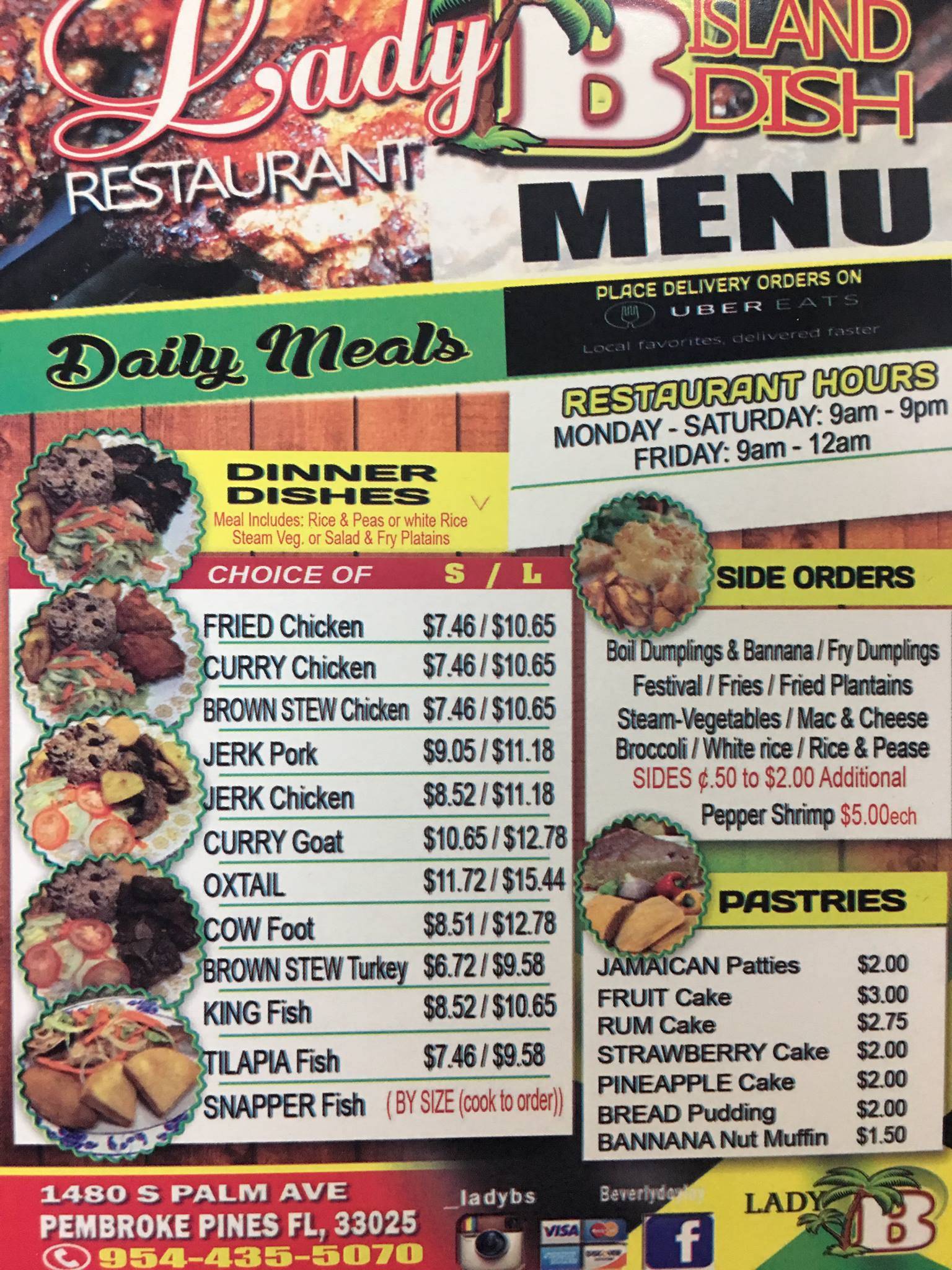 Menu at Lady B Island Dish restaurant, Pembroke Pines