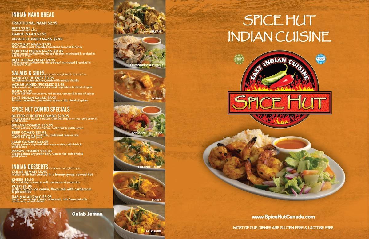 Menu at Spice Hut Indian Cuisine. restaurant, Ladysmith