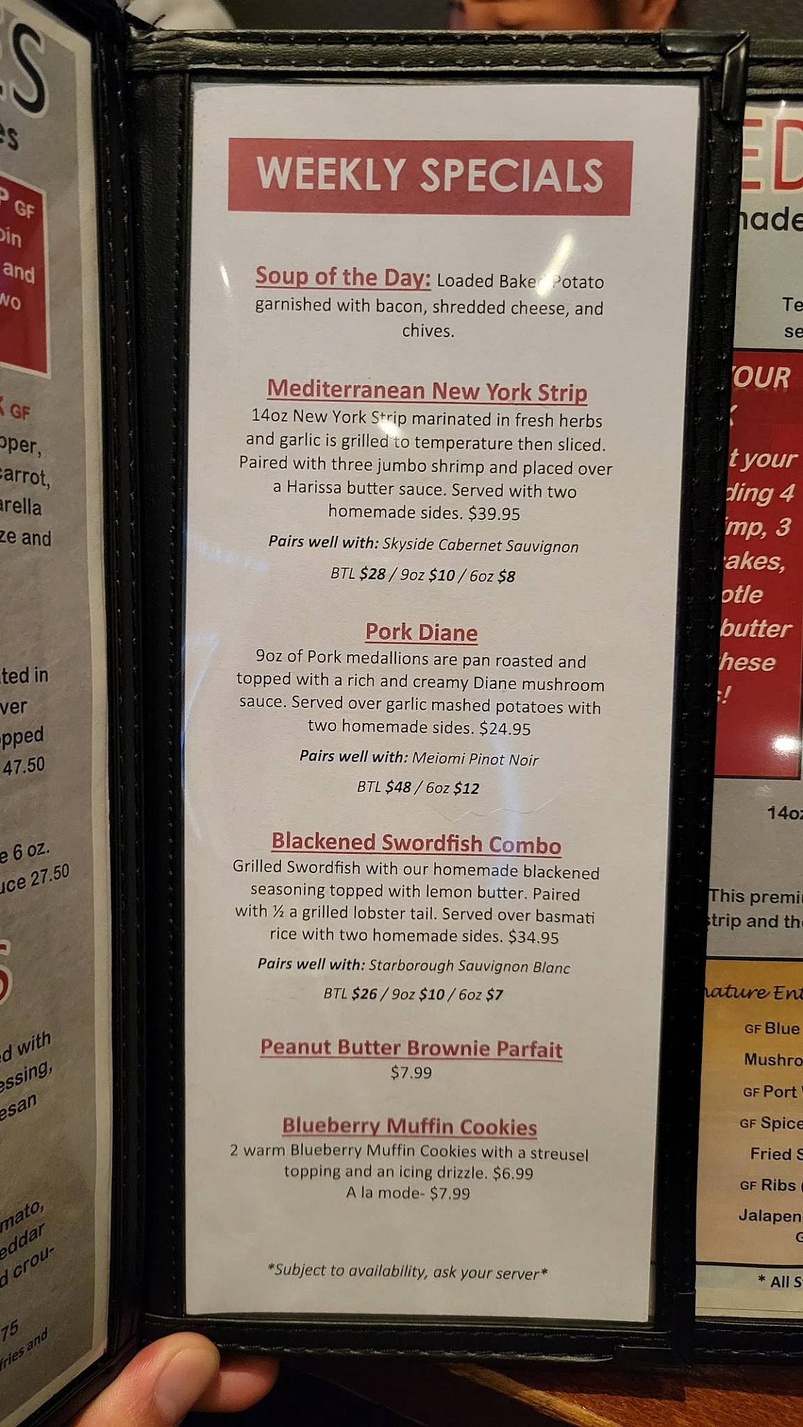 Menu at Two Rivers Steak & Fish House steakhouse, Pasadena