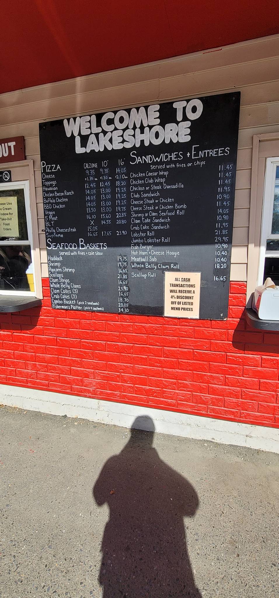 Menu at Lakeshore Restaurant, Dexter, 16 Crockett Rd