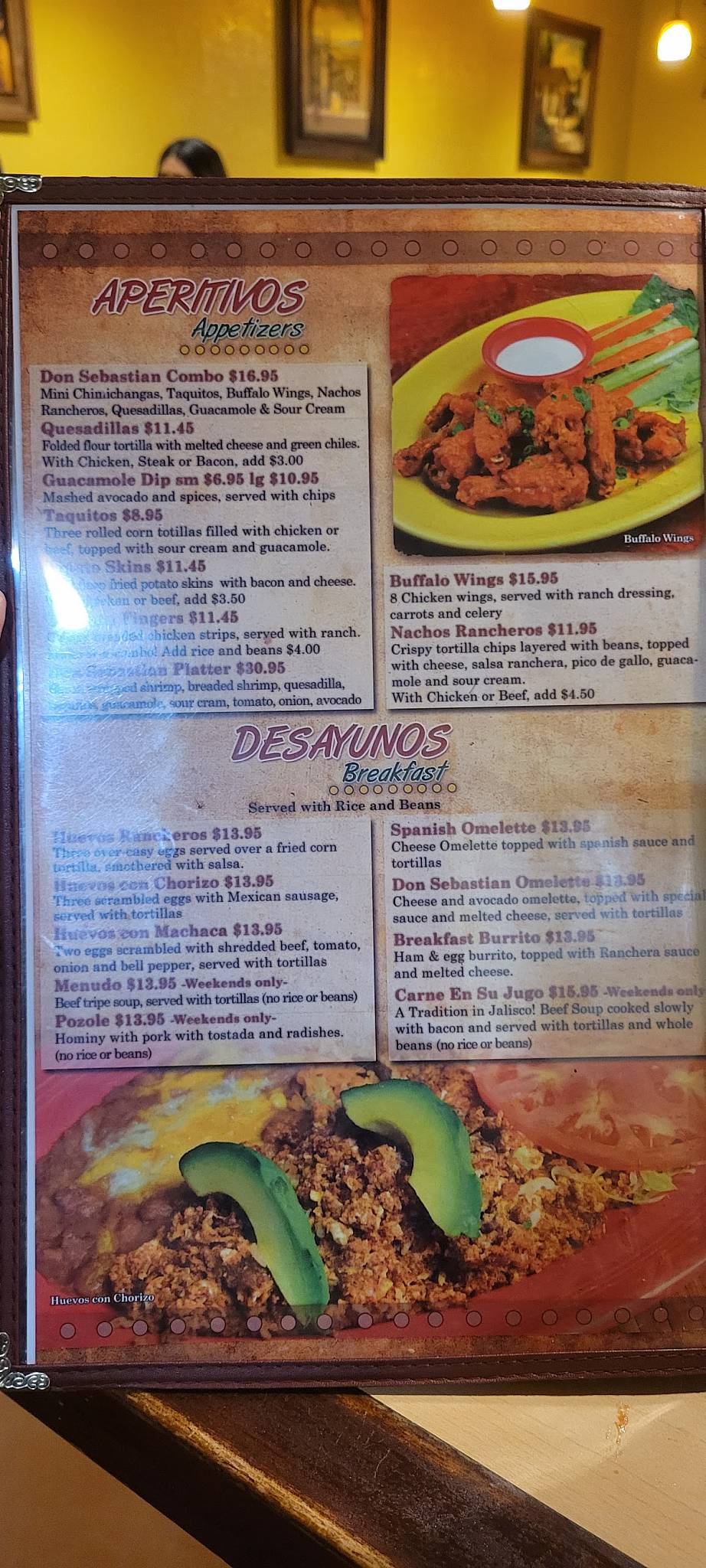 Menu at Don Sebastian Mexican Restaurant, Lancaster
