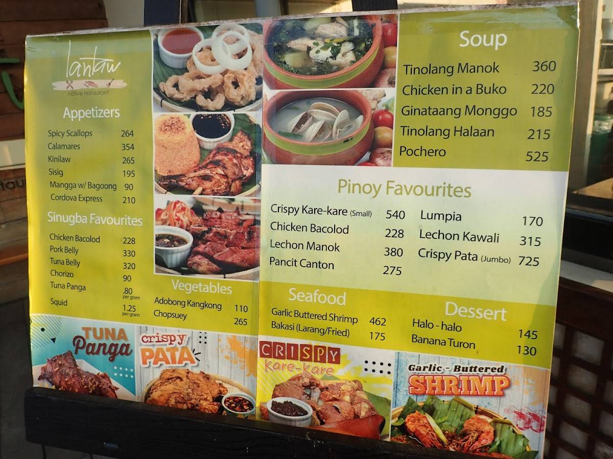 Menu at Lantaw Floating Native Restaurant - Cordova, Cebu City