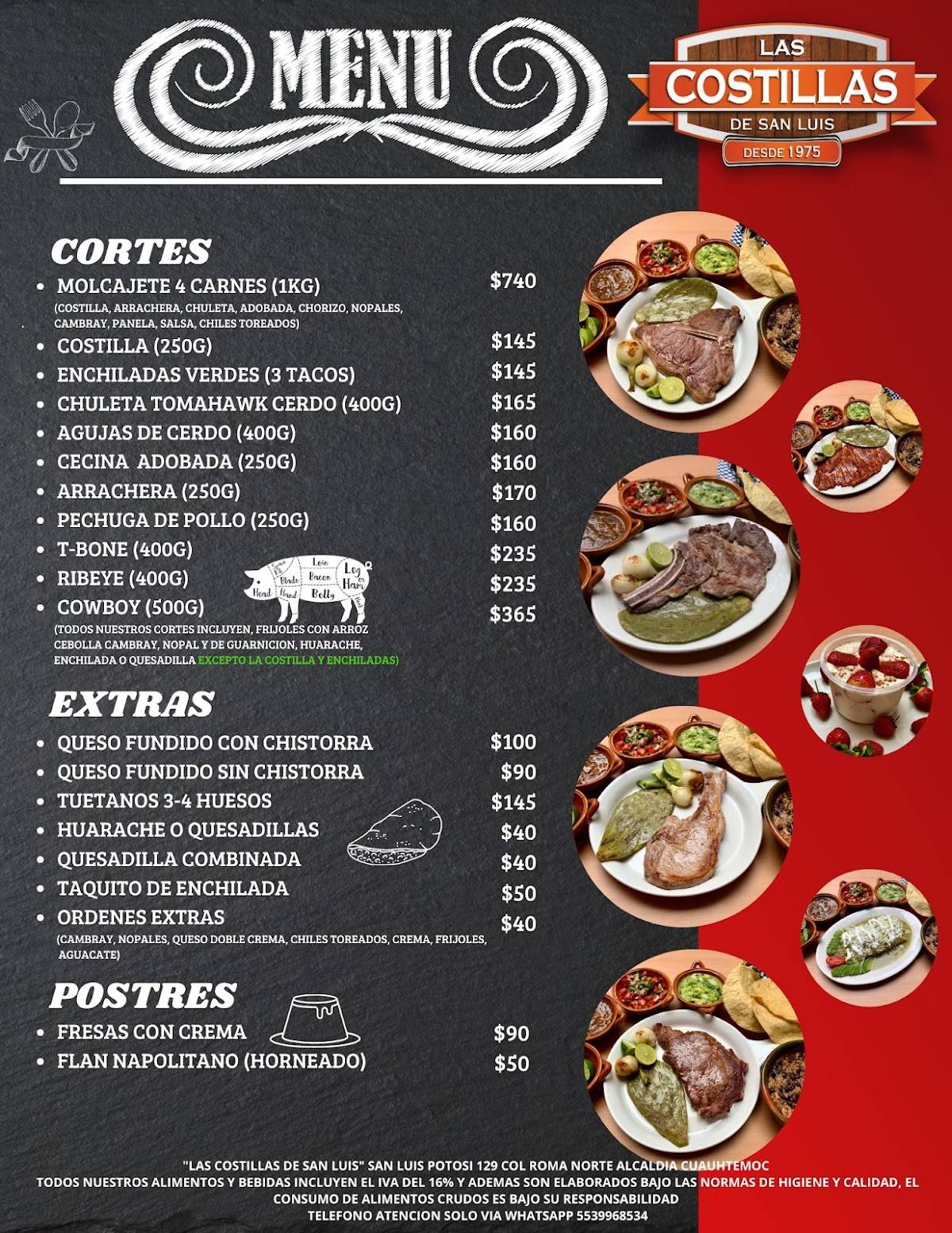 Carta del restaurante Las Costillas del San Luis, Ciudad del México ...