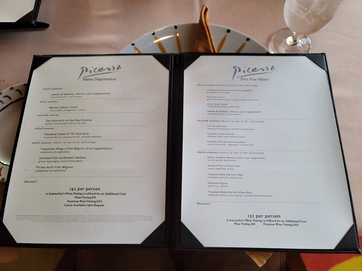 Menu at Picasso pub & bar, Las Vegas