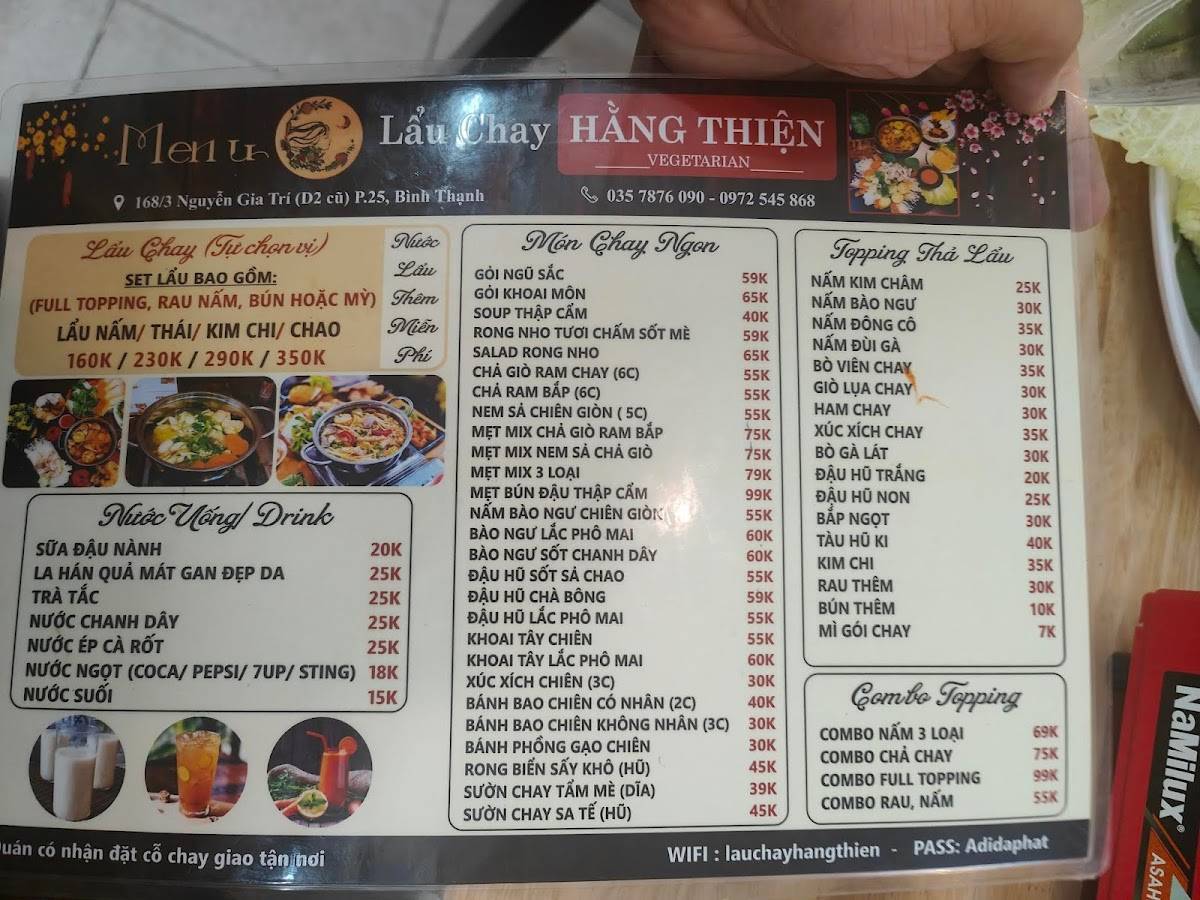 Menu at Lẩu Chay Hằng Thiện (CN Bình Thạnh) restaurant, Ho Chi Minh ...