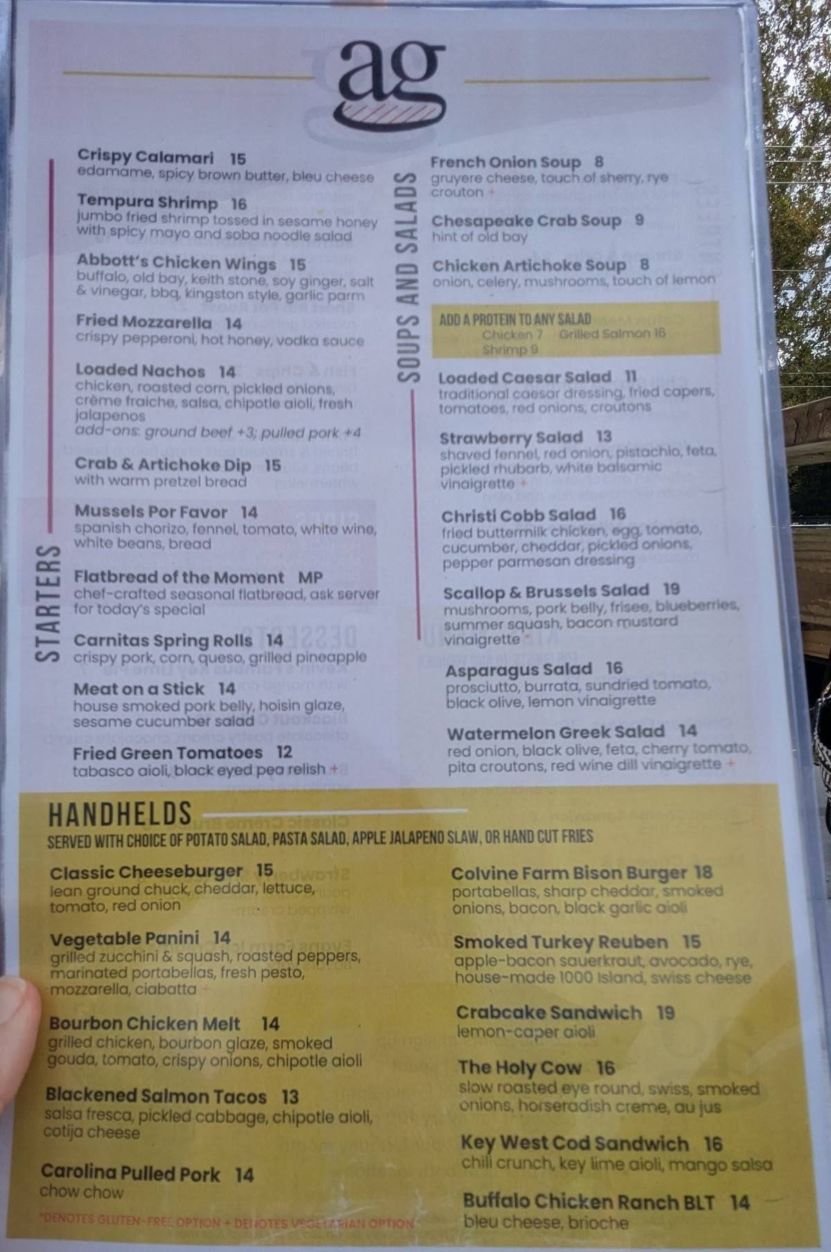 Menu at Abbott's on Broad Creek restaurant, Laurel, 111 Delaware Ave