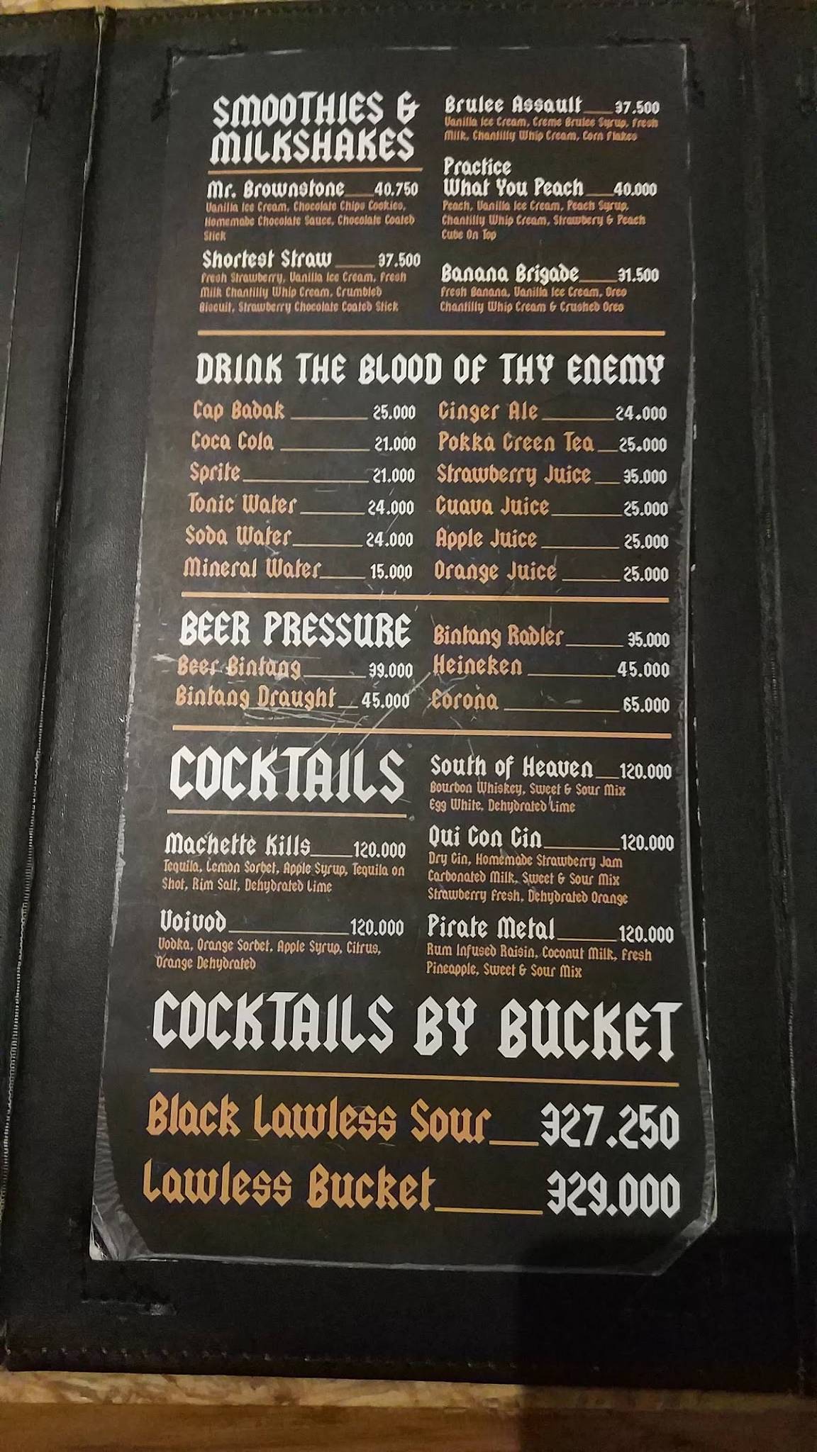 Menu at Lawless Burgerbar Menteng, Central Jakarta, Jl. H. Agus Salim No.60