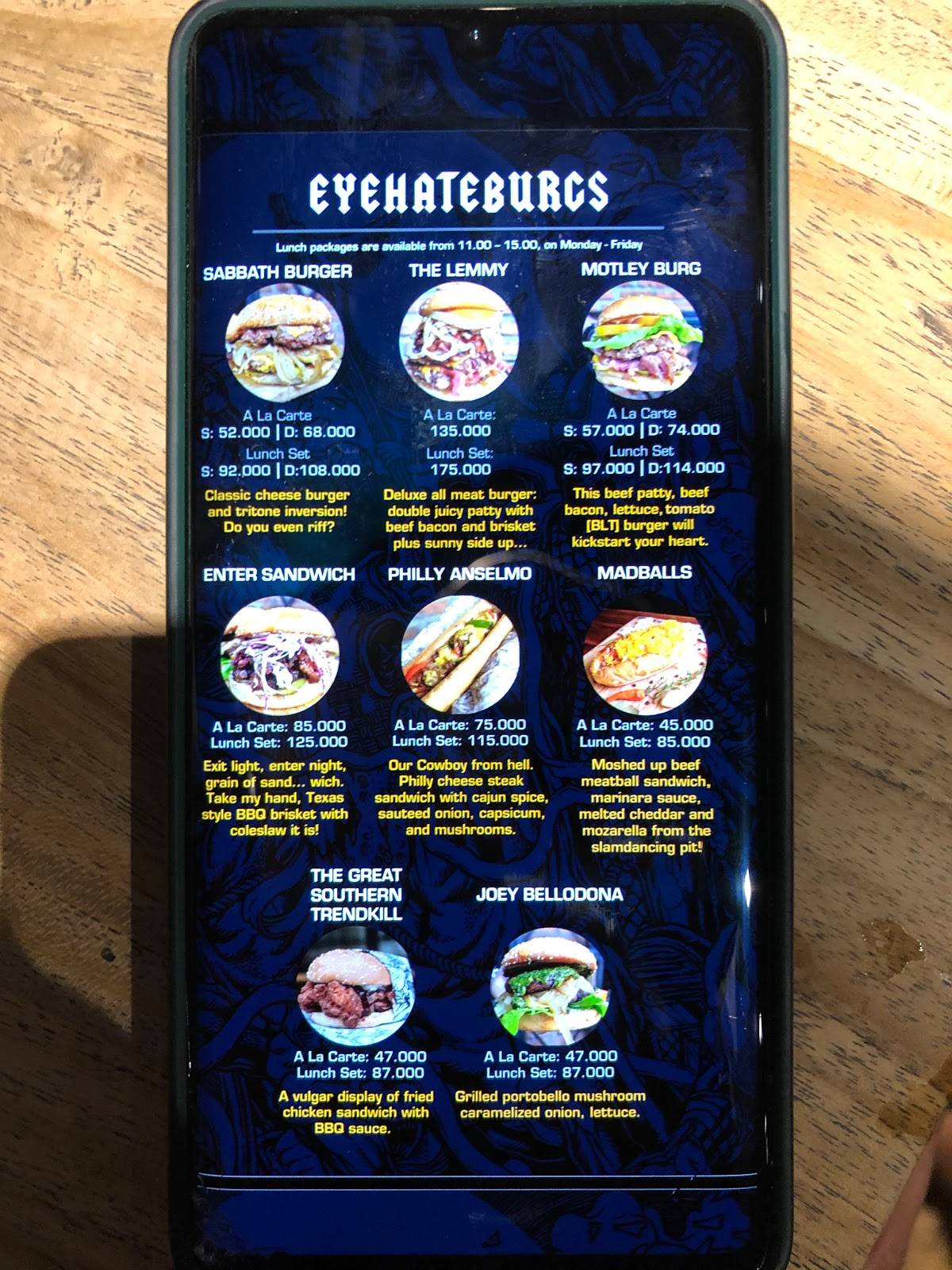 Menu at Lawless Burgerbar Menteng, Central Jakarta, Jl. H. Agus Salim No.60