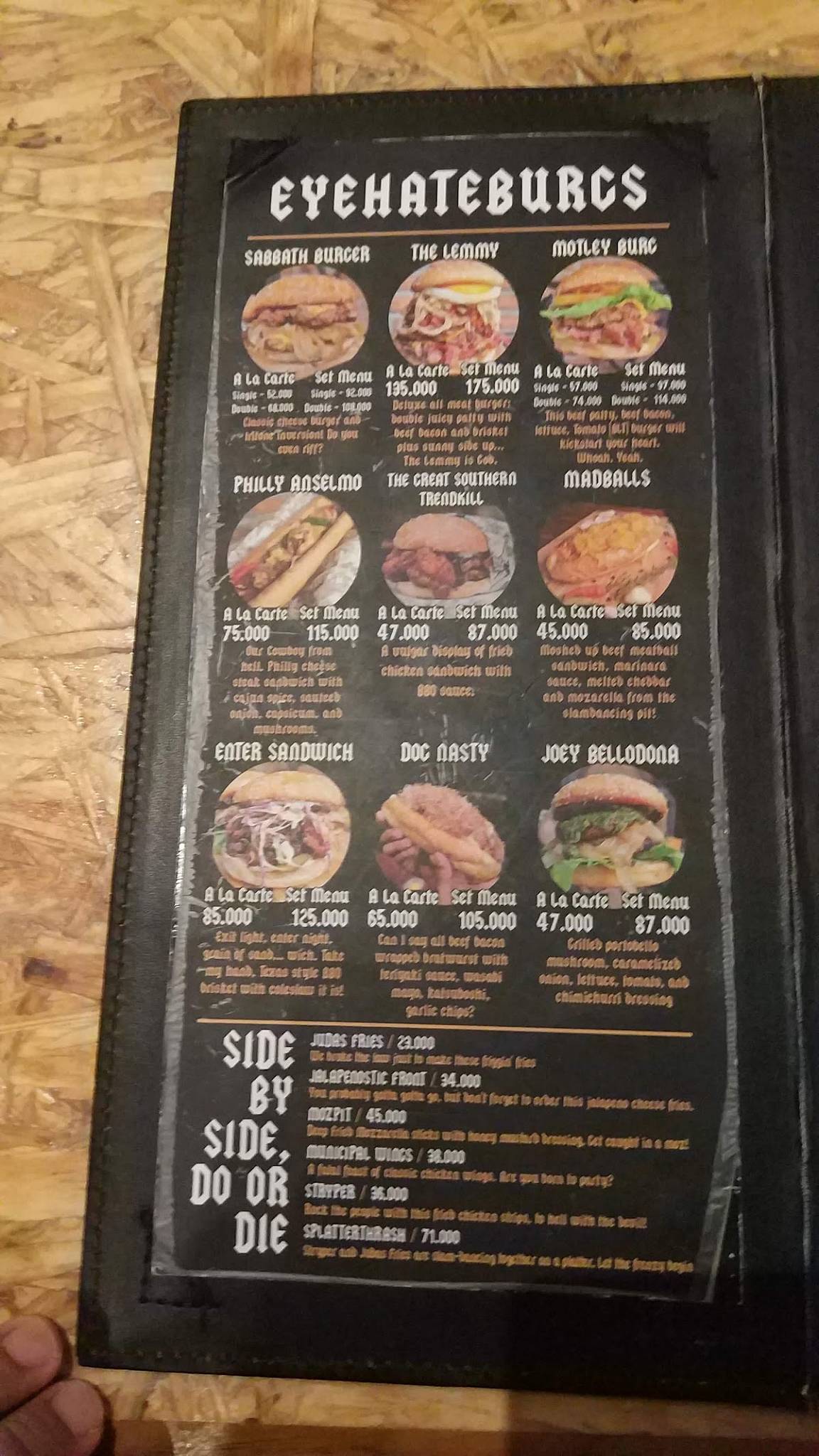 Menu at Lawless Burgerbar Menteng, Central Jakarta, Jl. H. Agus Salim No.60