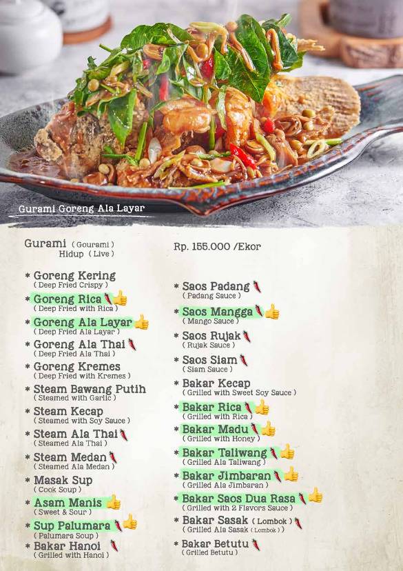 Carta del restaurante Layar Seafood Dan Ikan Bakar Sedayu City Kelapa ...