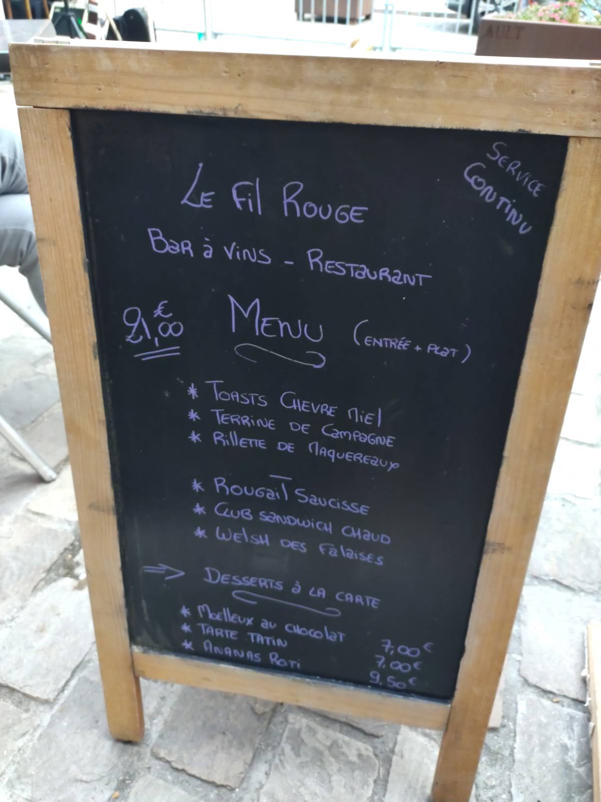 Menu au Le Fil Rouge Ault restaurant, Ault