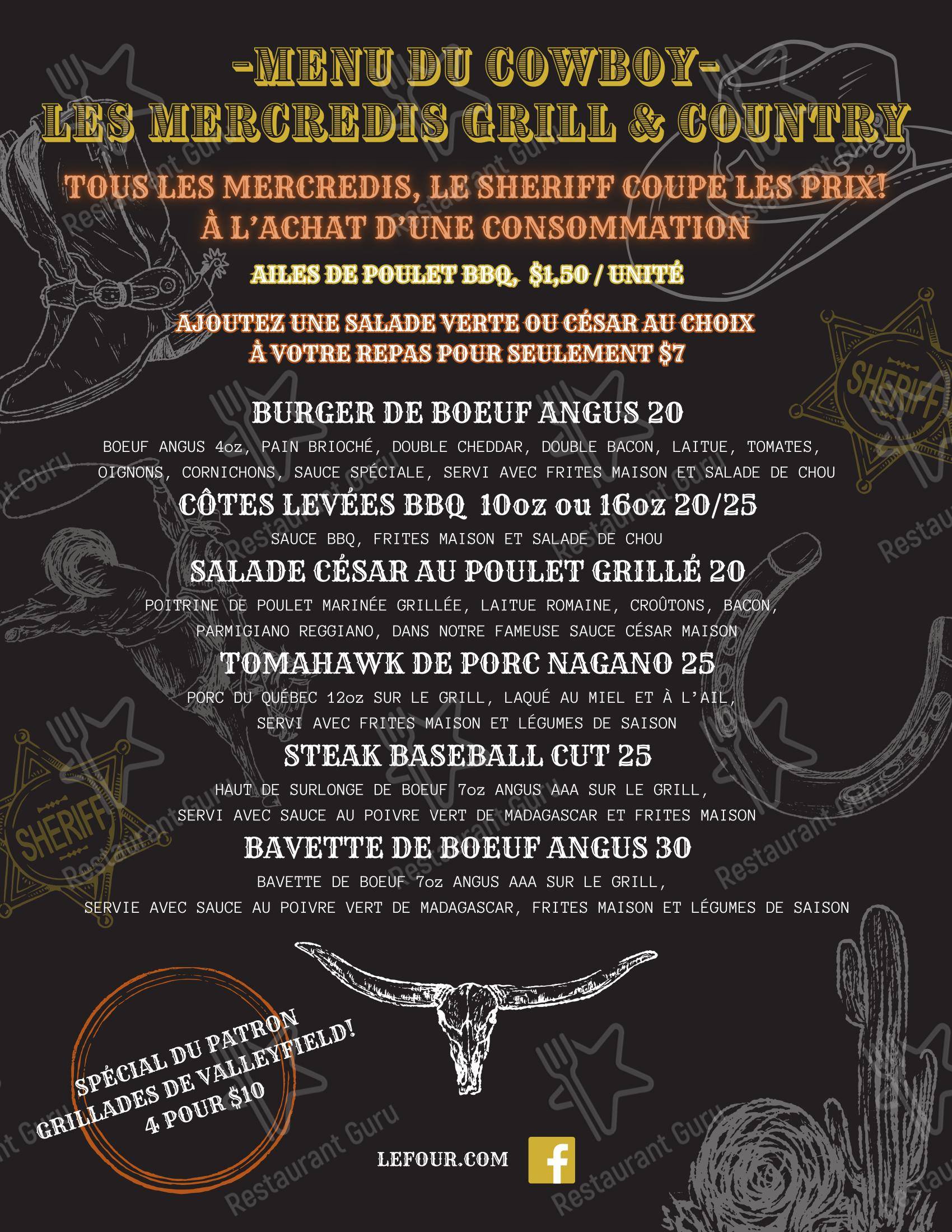 Menu au Restaurant Le Four De Saint-Eustache, Saint-Eustache