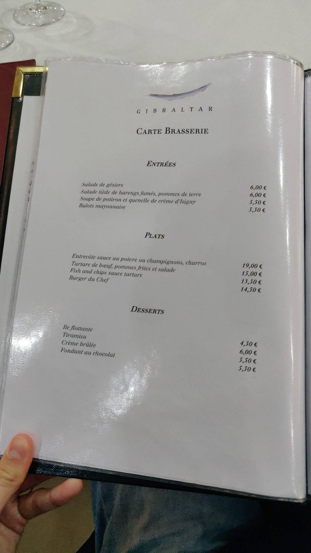 Menu au Le Gibraltar restaurant, Draveil, 61 Av. Libert