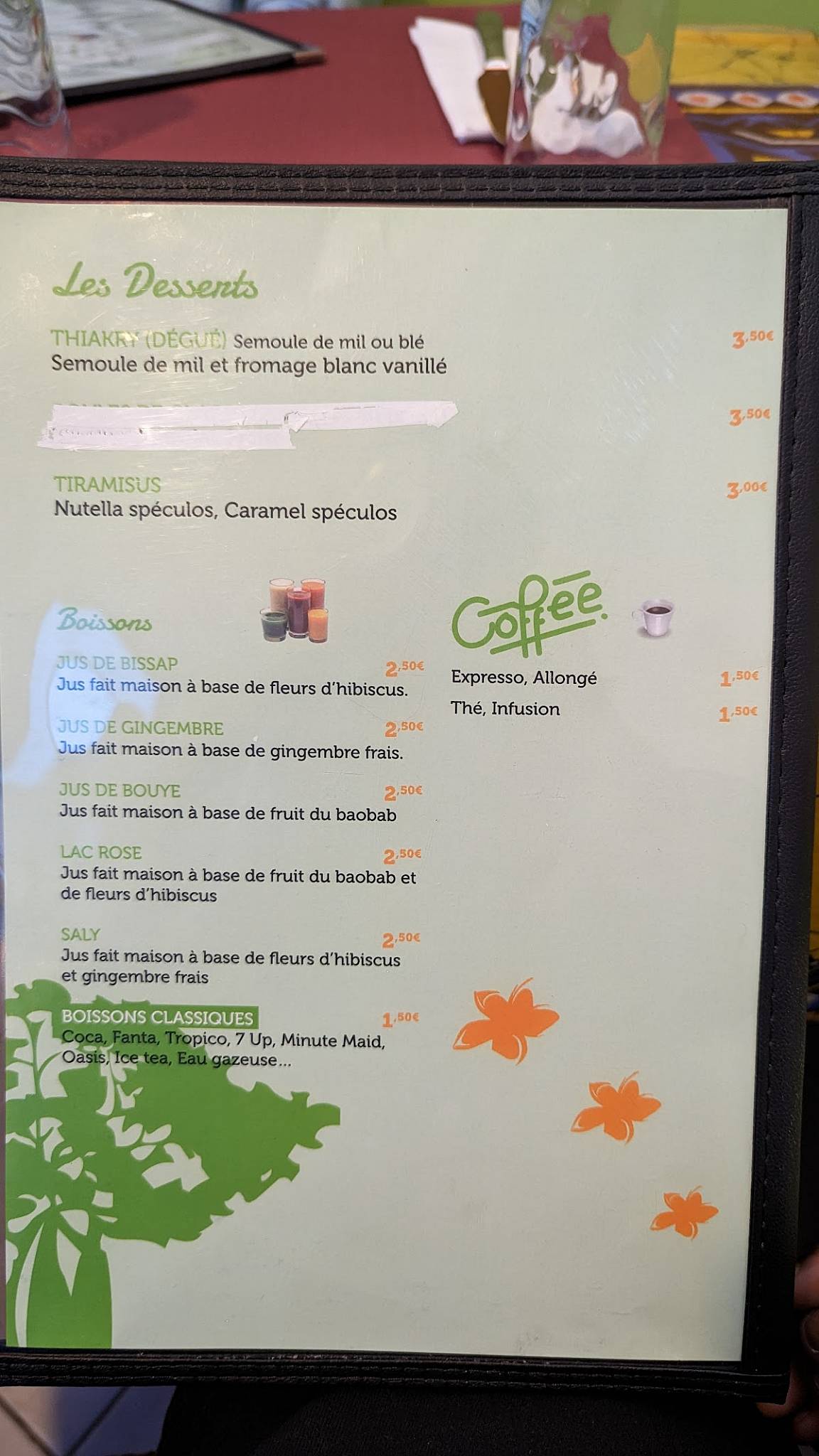 Menu au Le Nouveau Dakar restaurant, Bondy