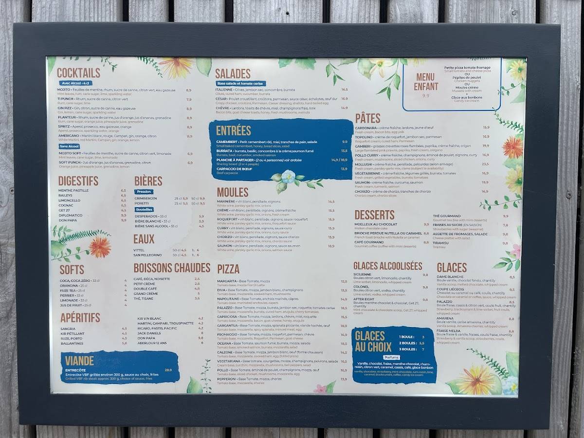 Menu au Le Palazzo restaurant, Saint-Jean-de-Monts