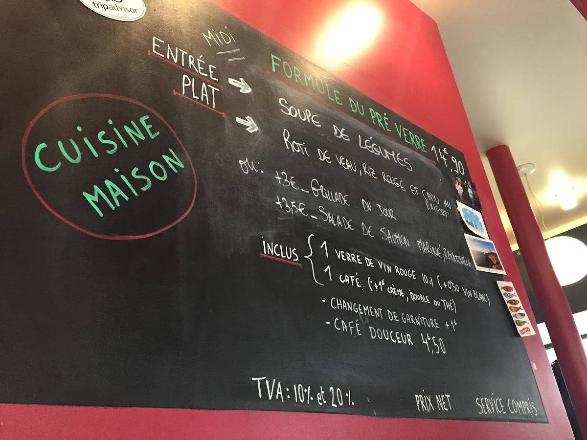 Menu at Le Pré Verre restaurant, Paris