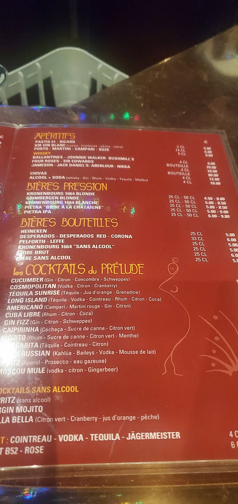 Menu au Le Prélude restaurant, Paris, 3 Rue Meyerbeer
