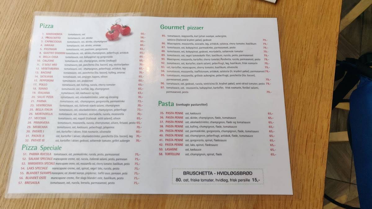 Speisekarte von Le Quattro Stagioni restaurant, Frederiksberg