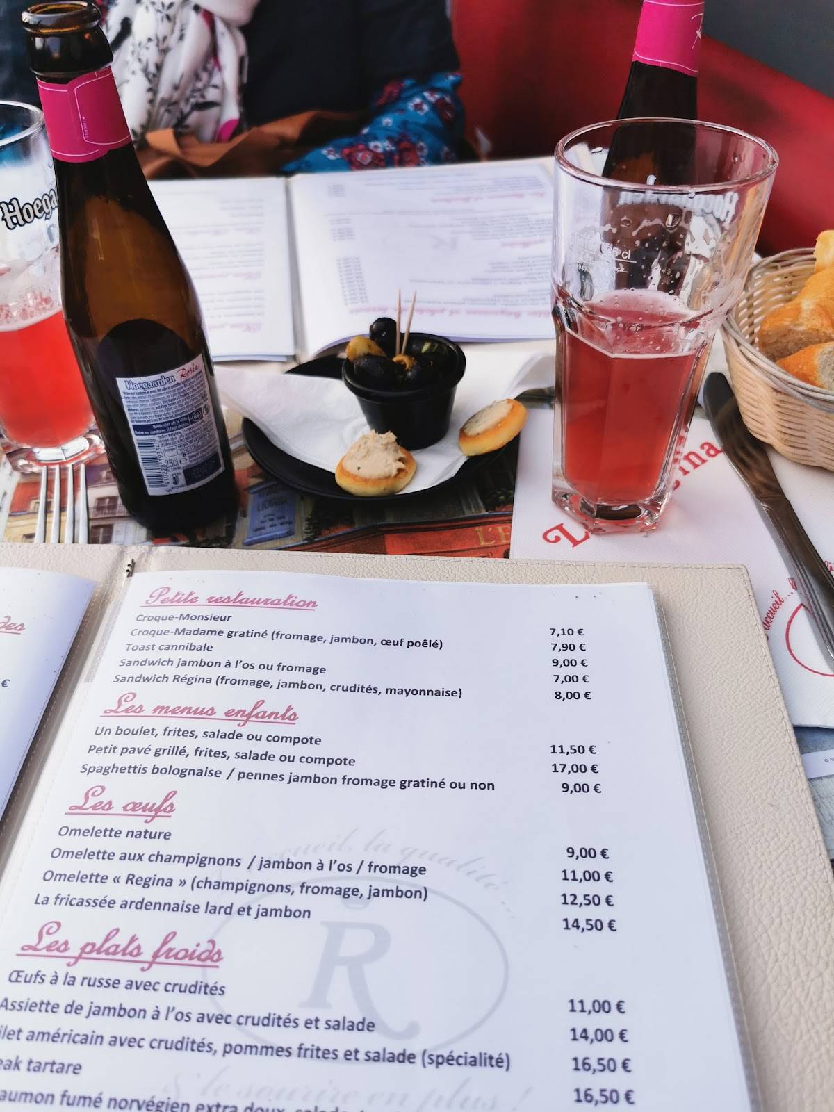 Menu au Le Régina, Liège