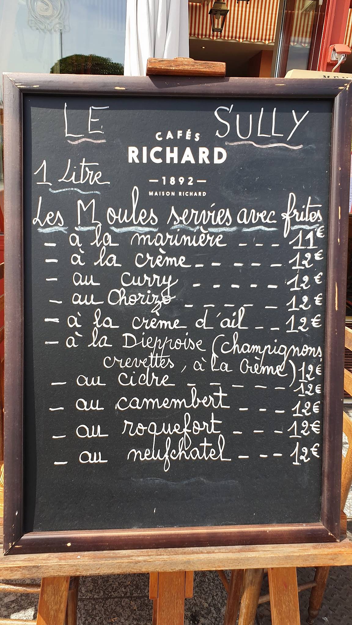 Menu au Le Sully restaurant, Dieppe