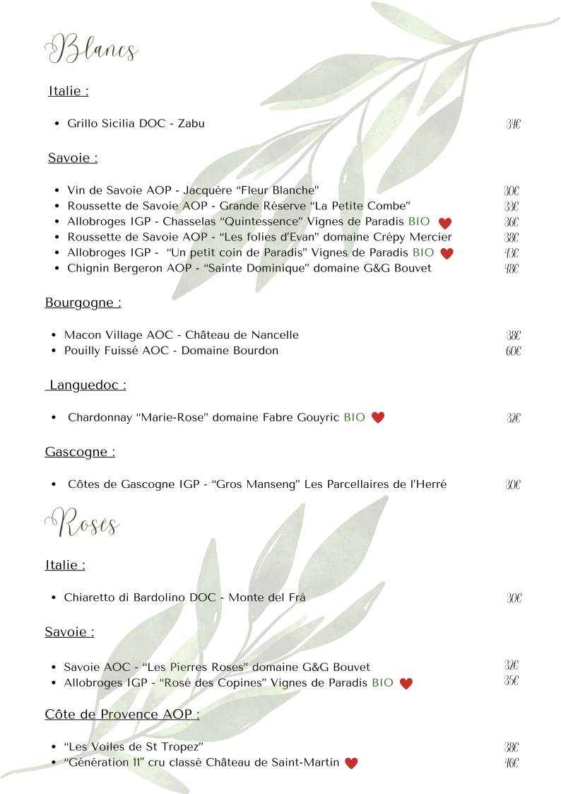Menu au Le redon restaurant, Margencel, 1 Chem. de la Plage