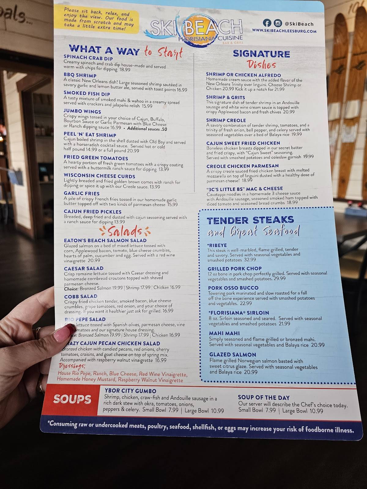 Menu at Ski Beach Bar and Grill, Leesburg