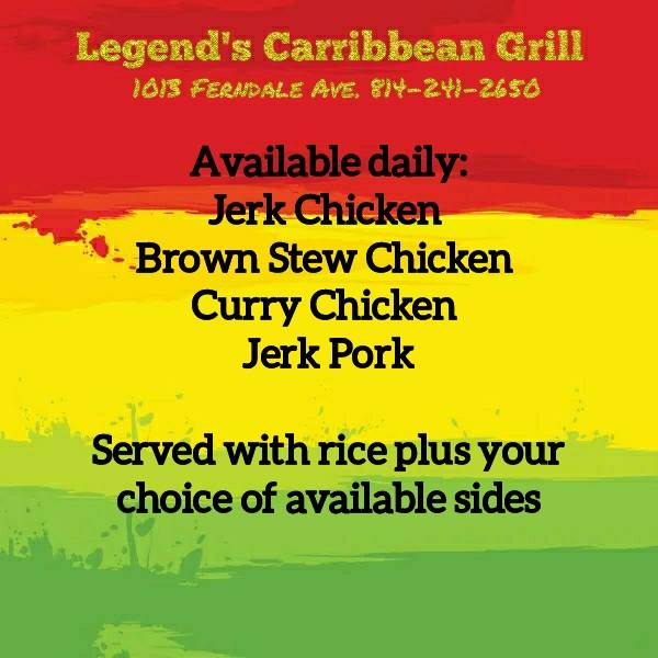 Menu at Legends Caribbean Grill restaurant, Johnstown, 420 Ohio St