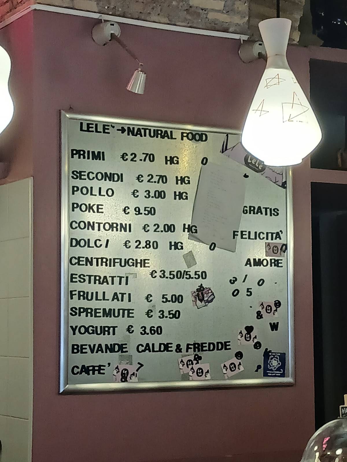 Menu at Lelé Natural Food cafe, Rome