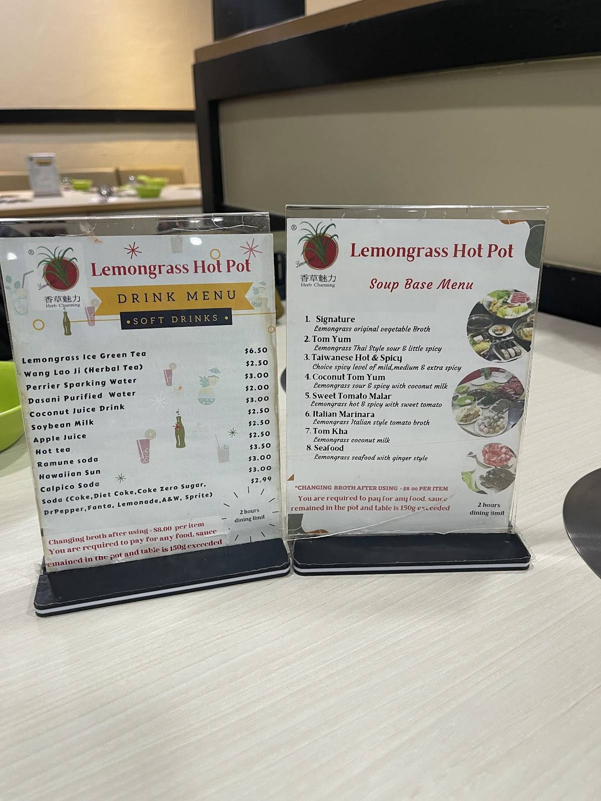 Menu at Lemongrass Hot Pot restaurant, Oklahoma City