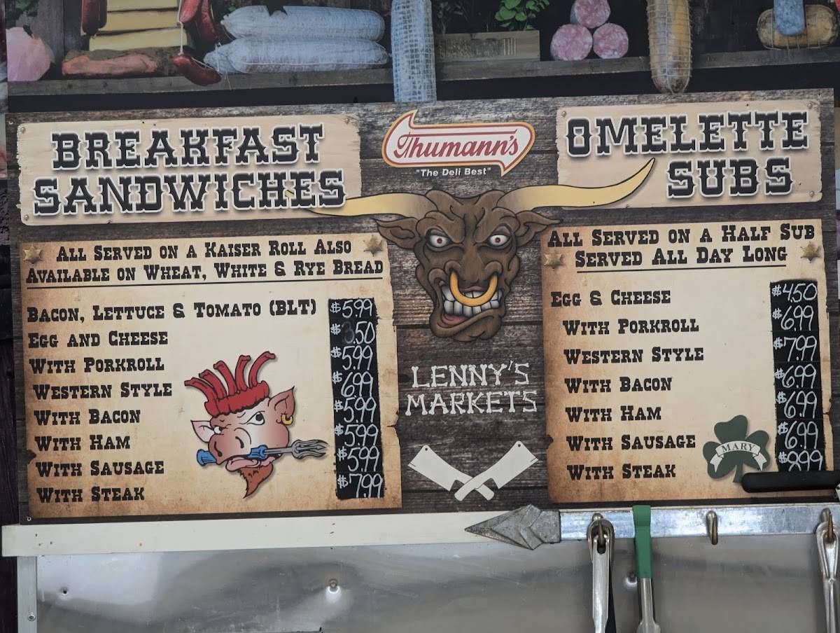 Menu at Lenny's Silverton Market restaurant, Toms River