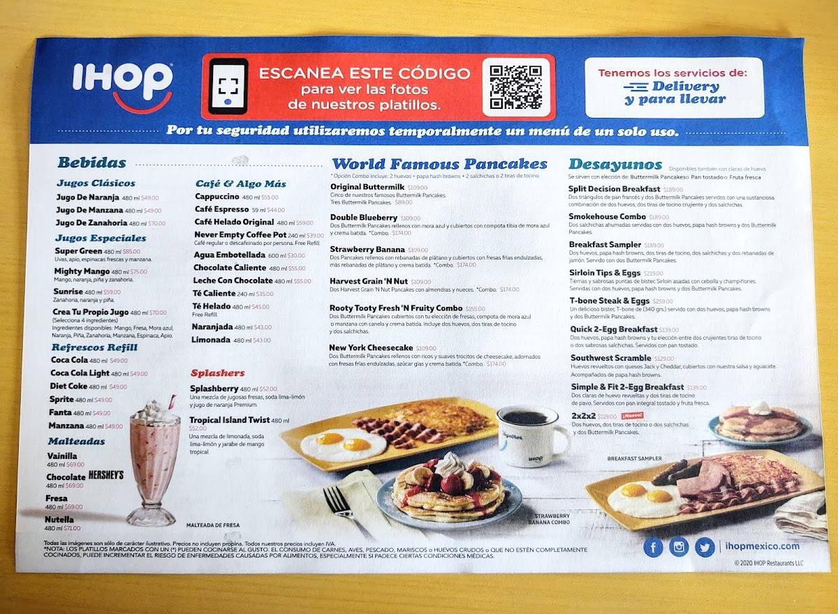 Carta del restaurante IHOP y Applebee's Altacia, Leon