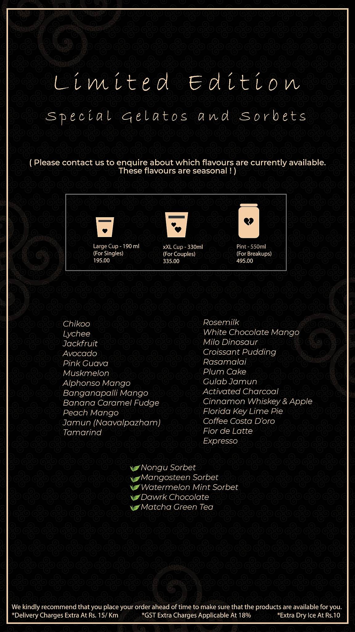 Menu at Les Amis, Chennai, New