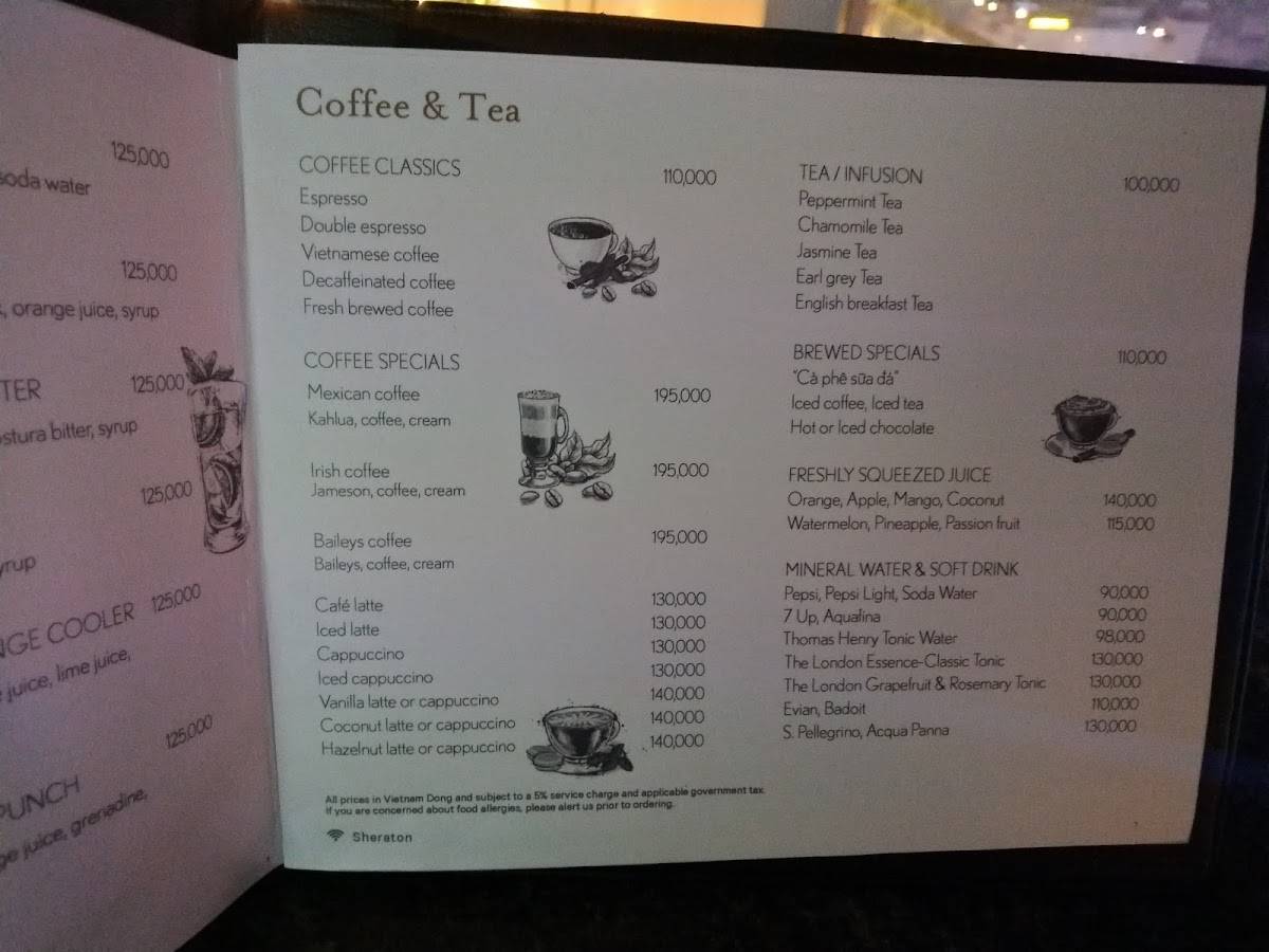Menu at Level 23 Wine Bar - Sheraton Saigon Grand Opera Hotel, Ho Chi ...