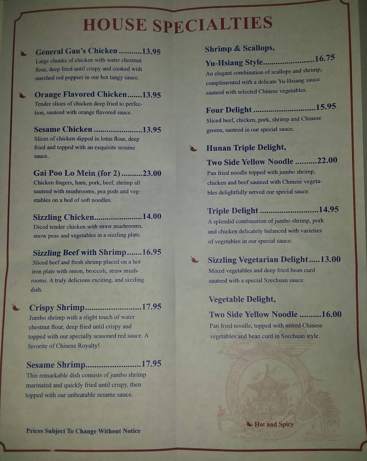 Menu at Li Wah Chinese Restaurant, Colebrook