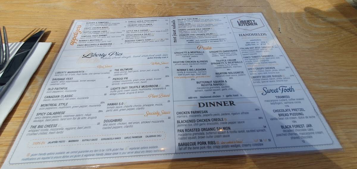 Menu at Liberty Kitchen Belmont restaurant, Langford
