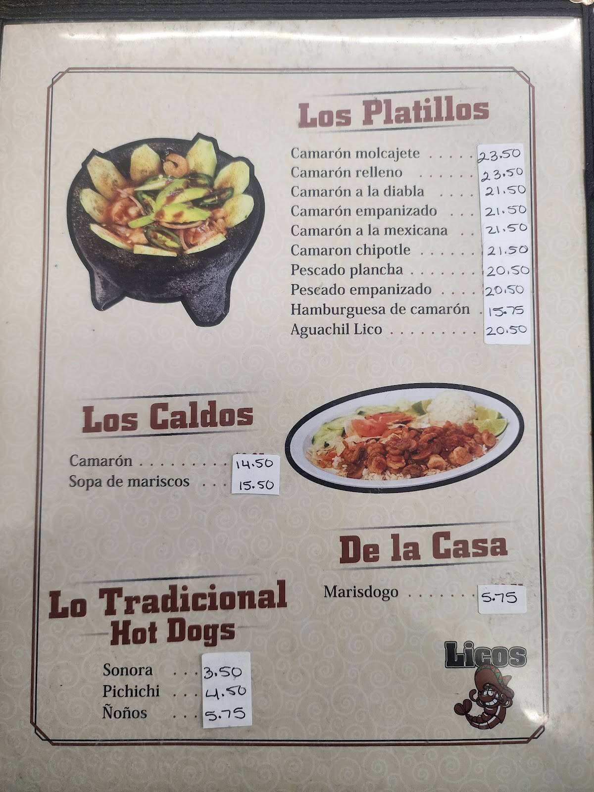 Menu at Licos LLC restaurant, Douglas, E 10th St