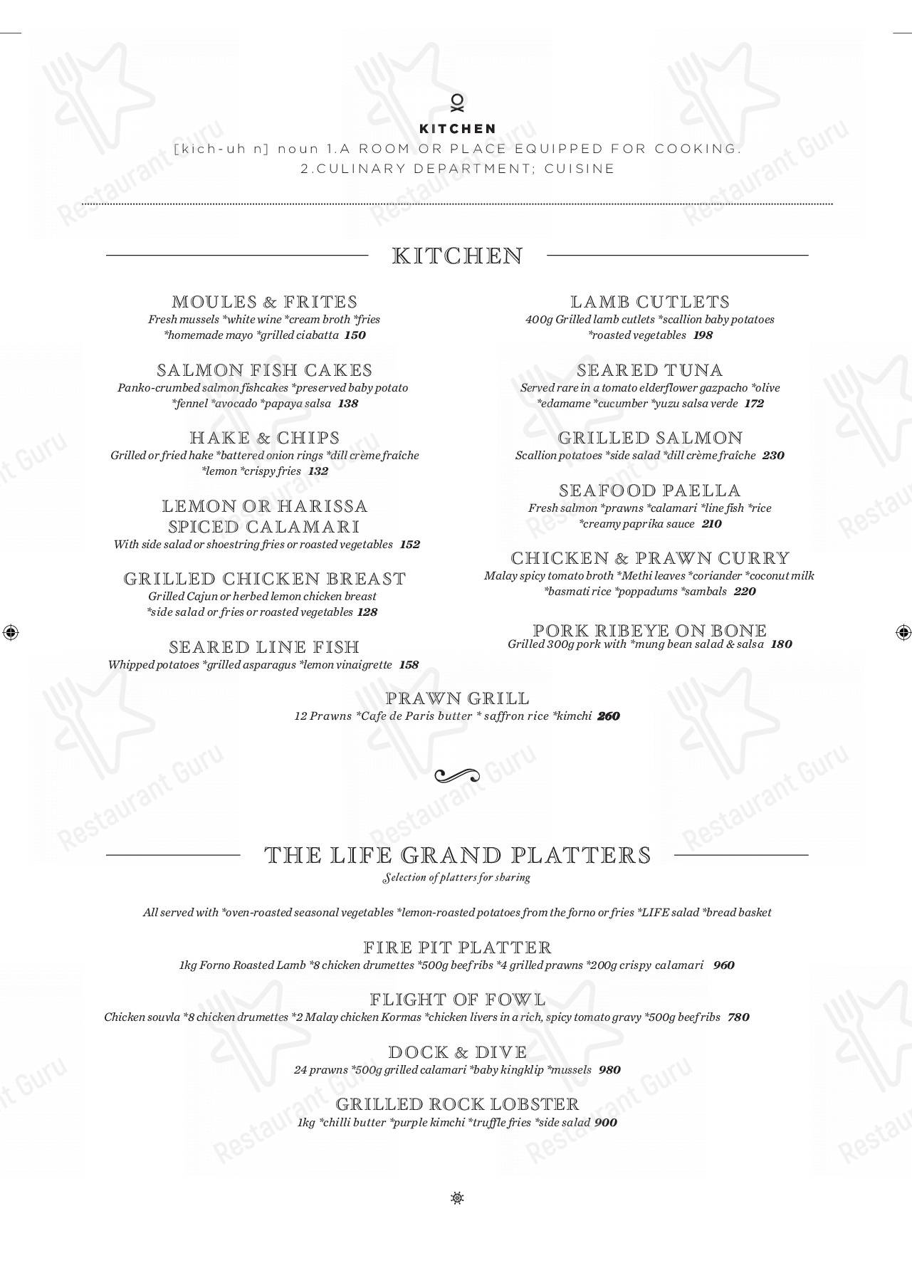 Menu at Life Grand Cafe Mall of the South, Johannesburg South