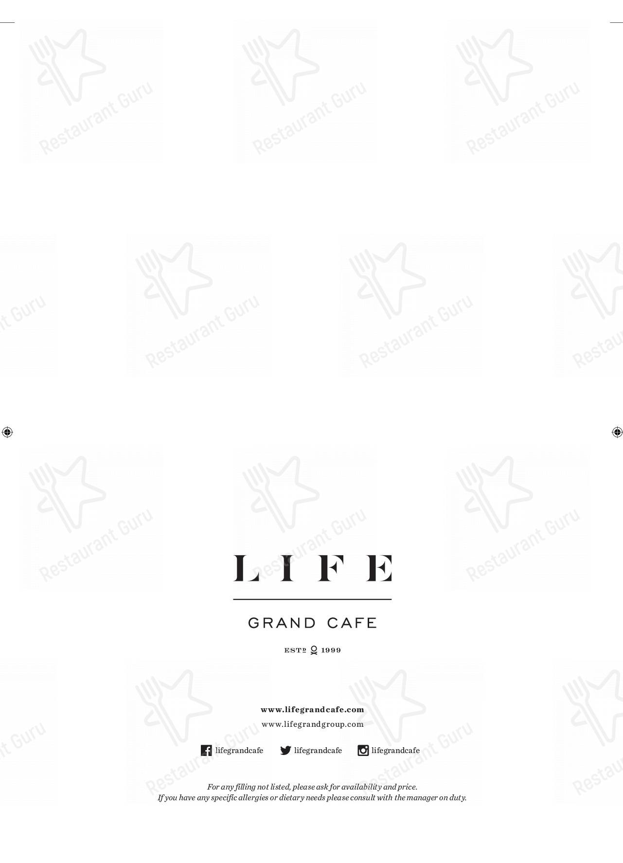Menu at Life Grand Cafe Mall of the South, Johannesburg South