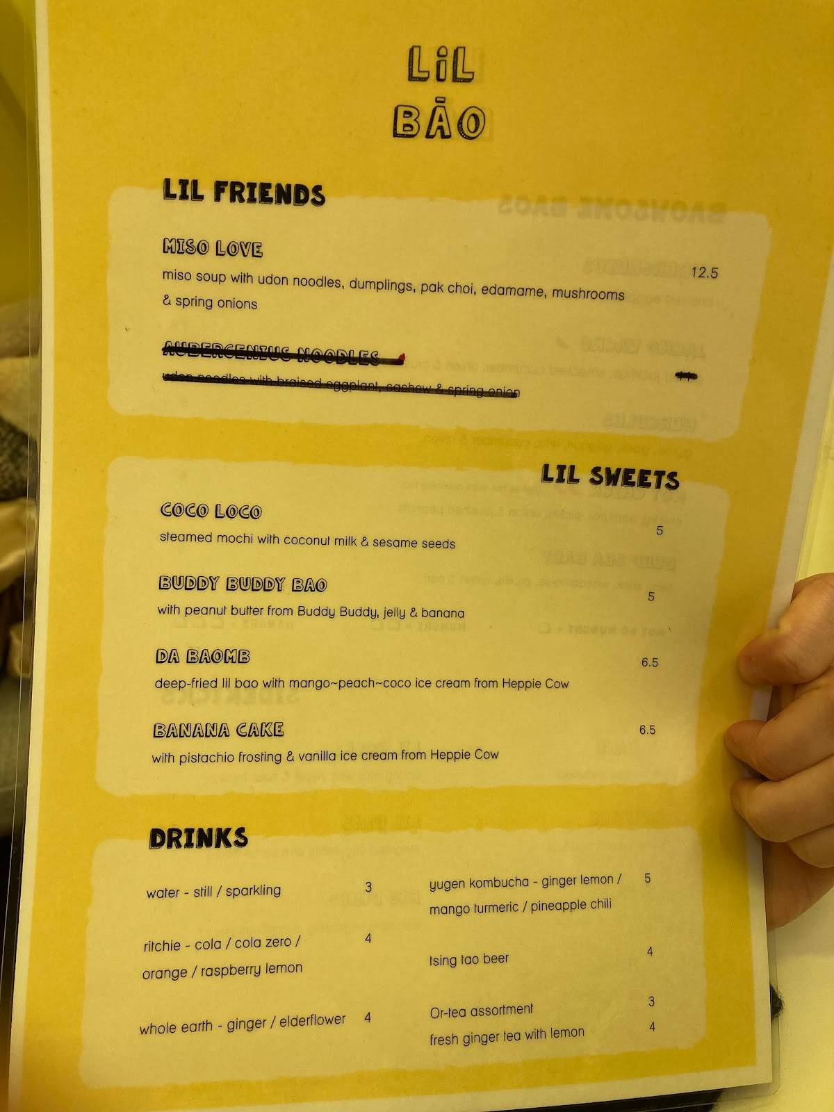 Speisekarte von Lil Bao, Brussel