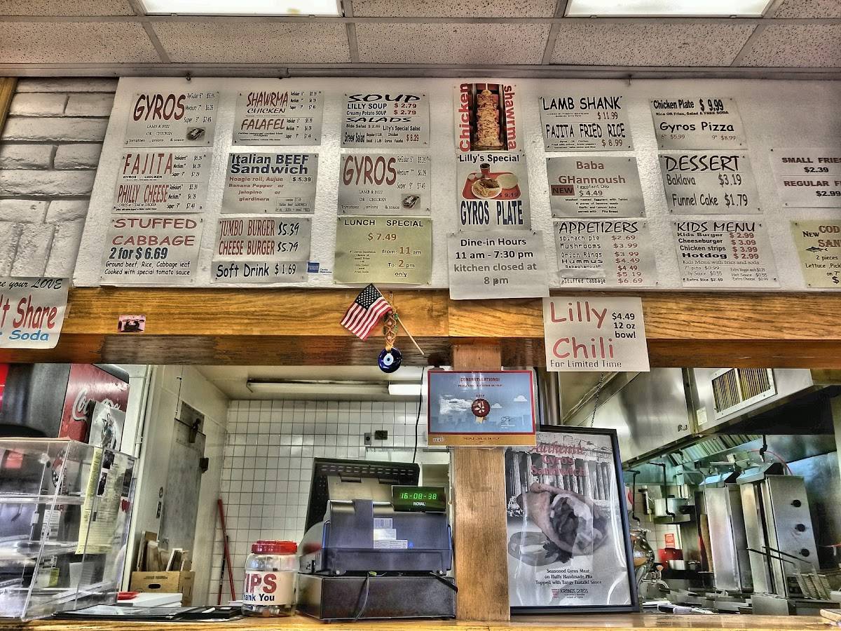 Menu at Lilly's Gyros restaurant, Fairview Heights
