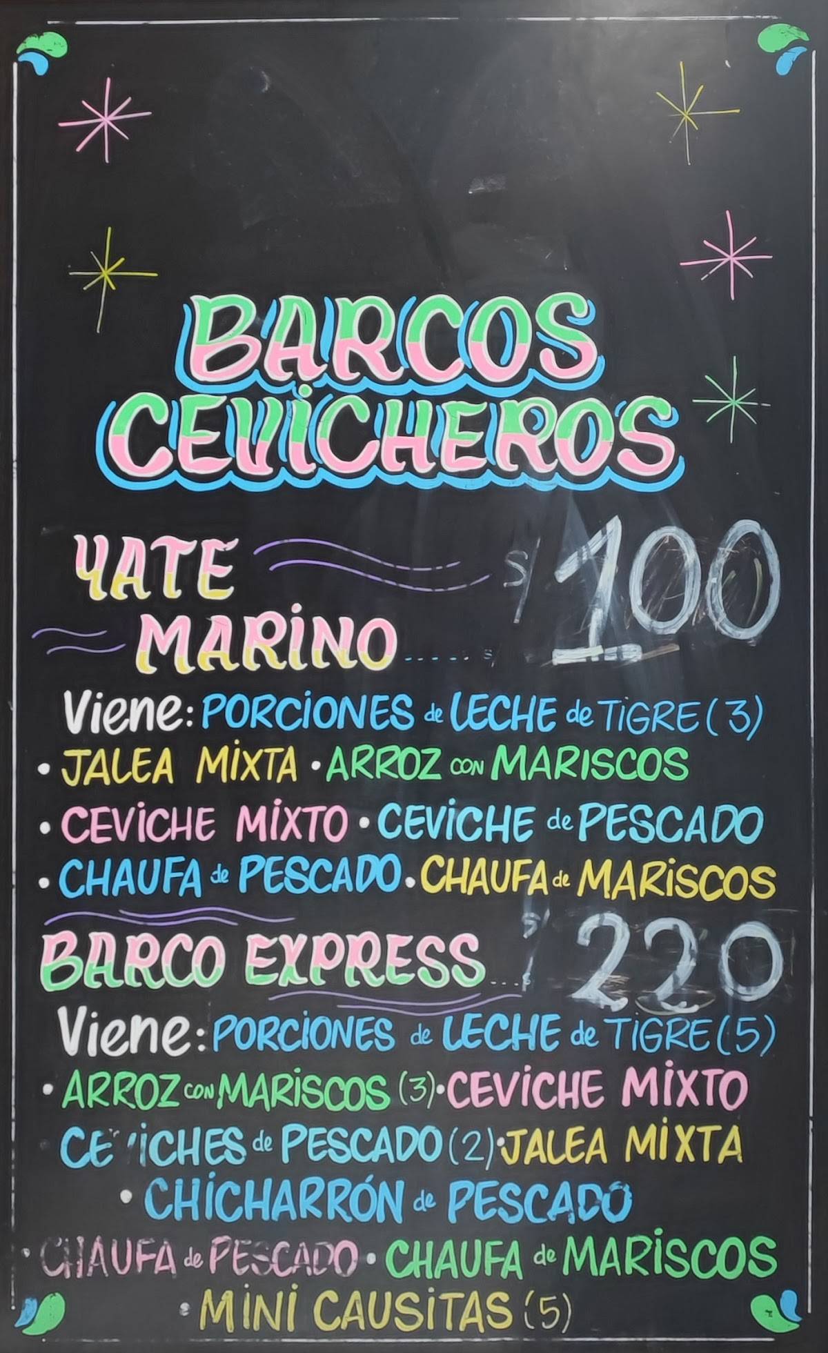 Carta del restaurante Ceviche Express, Lima