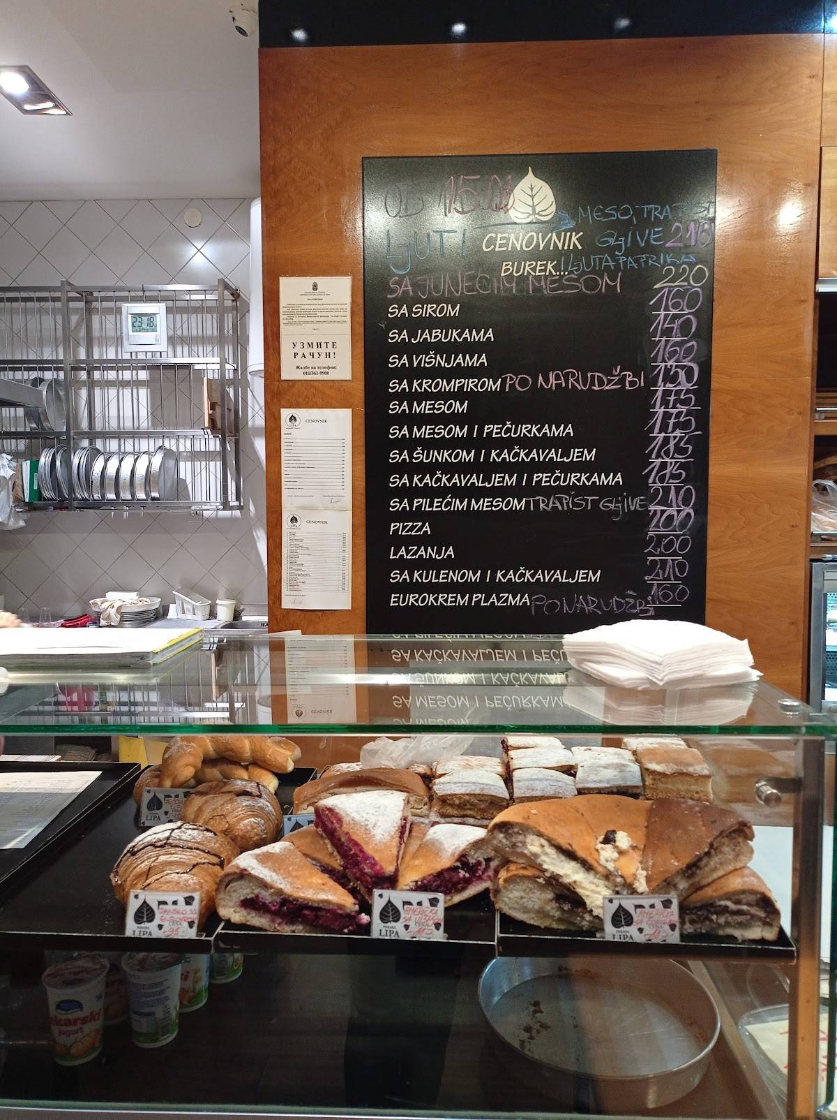 Menu at Lipa restaurant, Subotica, Đure Đakovića 13
