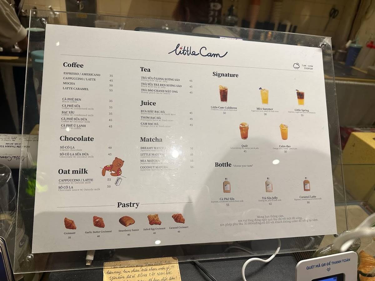 Menu at Little Cam Saigon (Võ Văn Tần) cafe, Ho Chi Minh City