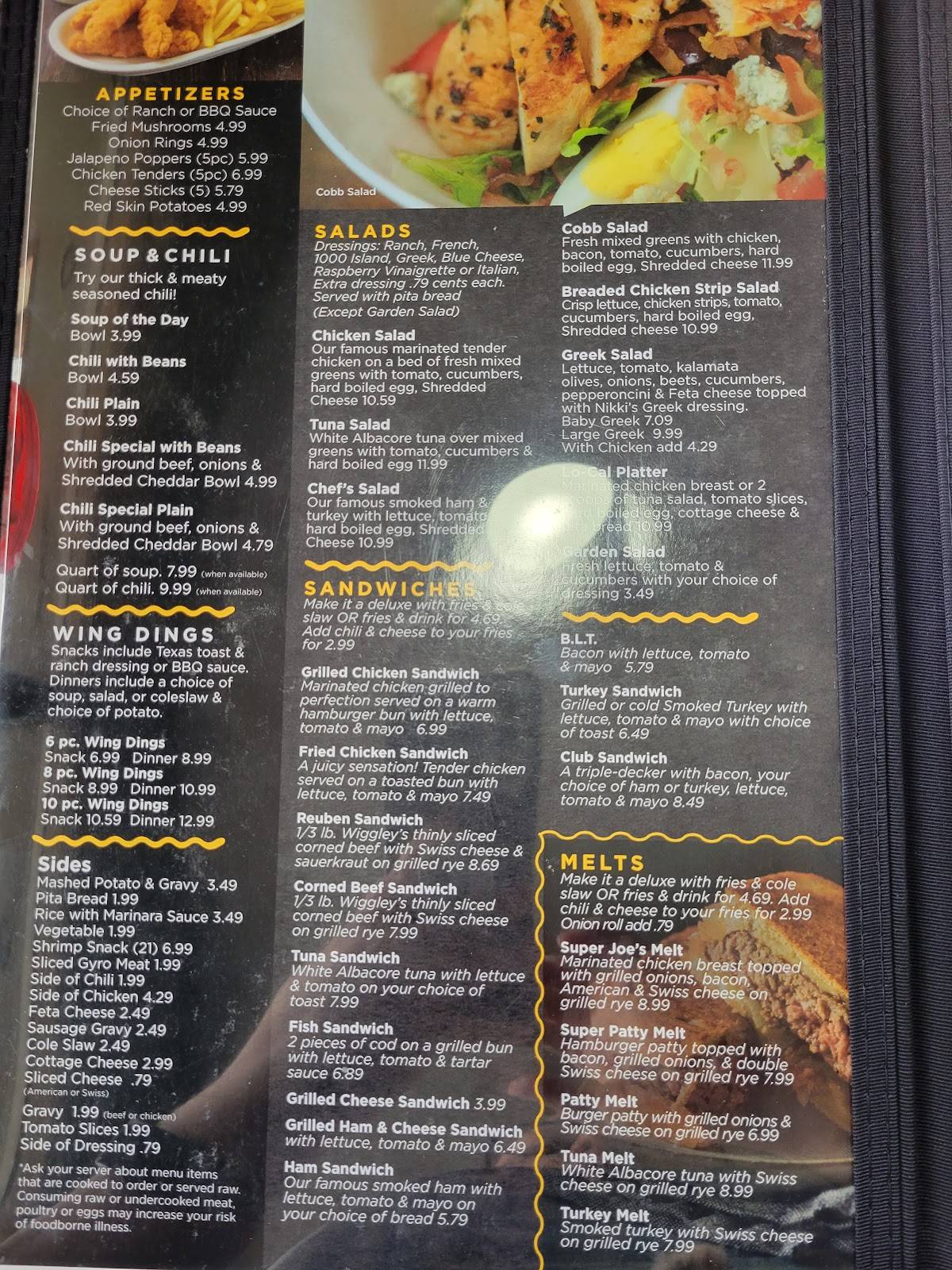 Menu at Little Joe's Coney Island restaurant, Warren