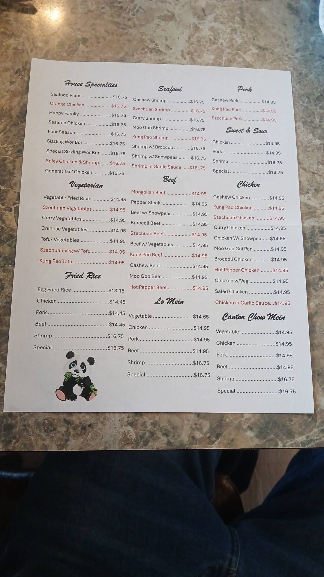 Menu at Little Moon restaurant, Las Vegas, Grand Ave