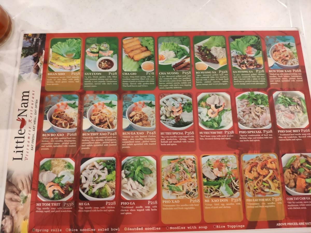 Menu at Little Nam restaurant, Davao City, Door 2